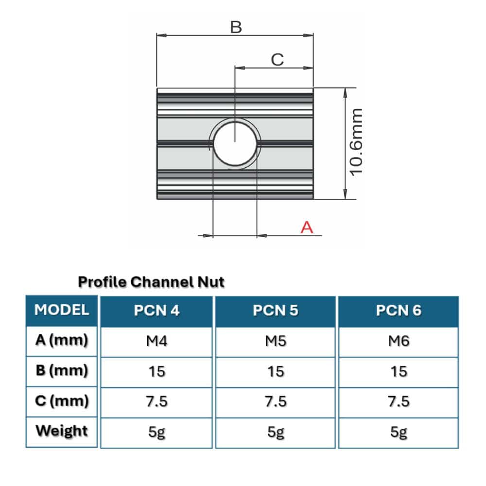 Profile Channel Nut (PCN) - Automate-Inc
